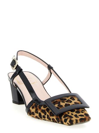 Roger Vivier Womens Leopard-Print Calf Hair Slingback Heel Multicolor Calfskin Leather