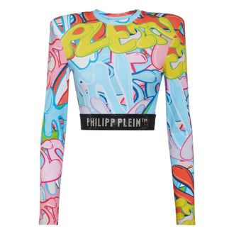 Philipp Plein T-Shirt Rundhals Bombing Graffiti - - Tops - Damen - Mehrfarbig - S