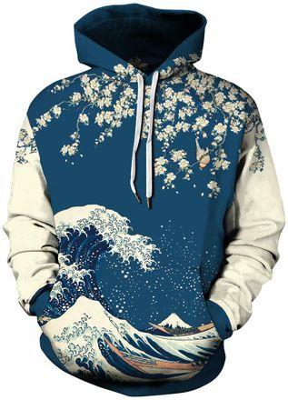 OLIPHEE Herren 3D Print Kapuzenpullover Spa&szlig; Hoodie Langarm Casual Galaxy Jumper Welle 3XL