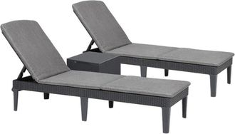 Keter Chaises longues Jaipur x2 avec table basse