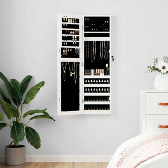 vidaXL Armoire &agrave; bijoux avec miroir murale blanc 30x8,5x106 cm Vidaxl