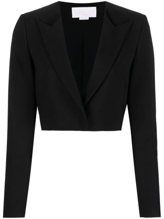 Genny blazer crop &agrave; revers pointus - Noir