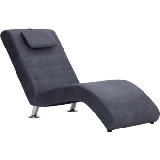 vidaXL Chaiselongue mit Kissen Grau Wildleder-Optik Vidaxl