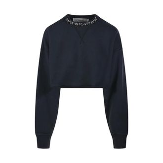 Golden Goose Crystal Collar Cropped Sweatshirt - - Sweatshirts & Hoodies - Damen - Schwarzk - XS