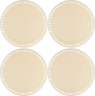 Artibetter H&auml;kelboden aus Holz, 4 St&uuml;ck, rund, Shaper, Korb-Basis, Haken zum Stricken, Weben, Basteln, Herstellung von Taschen