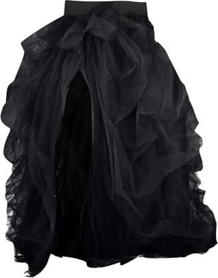 Generic Jupe longue en tulle pour femme, jupe tutu pour femme, jupe de bal de fin dann&eacute;e, jupe asym&eacute;trique tendance et fluide avec fente lat&eacute;rale, taille haut