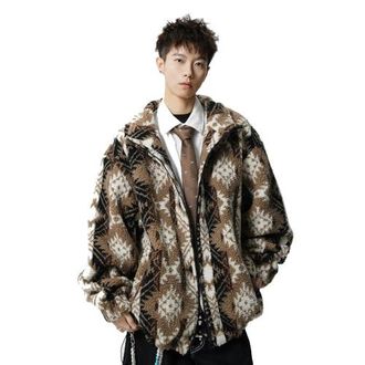 Generic NYSBH Manteau Homme Hiver &Eacute;pais Veste Homme No&euml;l Flocon de Neige Mode Casual Manteau Confortable Jeunes Hommes Veste, marron, 4XL