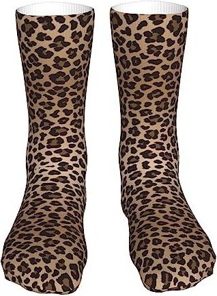 AOOEDM Drôle léopard imprimé Animal chaussettes hommes équipage chaussette Tube chaussette Compression course bas pour voyage défilé 16 pouces