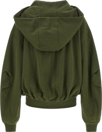 The Attico Quilted Fleece Hoodie - Olive Green