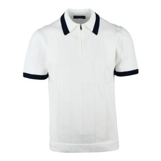 Daniele Fiesoli Homme, Tops, Blanc, Taille: 2XL Polo en Maille avec Fermeture &Eacute;clair