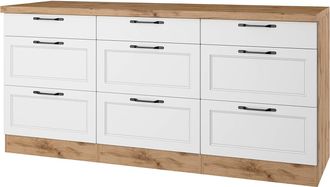 Held Möbel home24 Unterschrank Meran 6 Auszüge 180 x 86 x 60cm Weiß/Matt Weiß