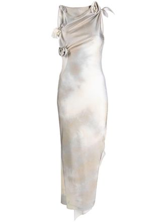Coperni robe asym&eacute;trique &agrave; fleurs - Tons neutres