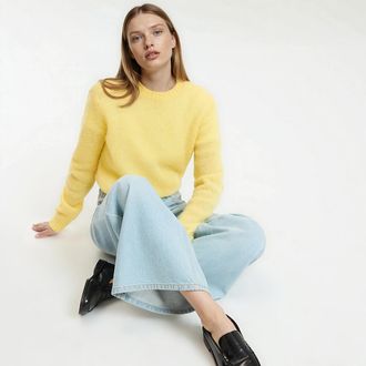 La Redoute Collections Pull Col Rond En Grosse Maille En Alpaga M&eacute;lang&eacute;