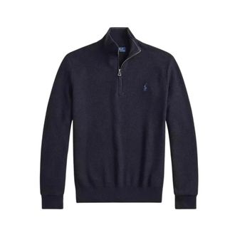 Polo Ralph Lauren Pullover-Pullover aus Baumwolle mit Netzstrick und Viertelrei&szlig;verschluss - - Sweatshirts & Hoodies - Herren - Blau - M