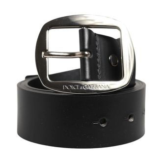 Dolce & Gabbana Schwarzer Lederg&uuml;rtel mit Metallschnalle - - Accessories - Herren - Schwarzk - ONE SIZE