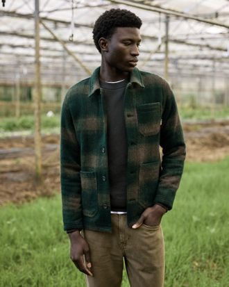 Faguo Veste en laine vert et bleu clair