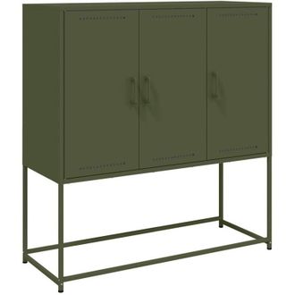 vidaXL Sideboard Olivgr&uuml;n 100,5x39x107 cm Stahl - Vidaxl