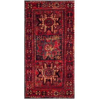 Safavieh Traditionell Teppich für Wohnzimmer, Esszimmer, Schlafzimmer - Persian Collection, Kurzer Flor, Rot und Multi, 79 X 152 cm