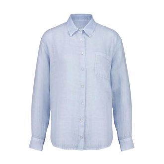 120% Lino Weiches Fade Leinen Langarmhemd - - Blouses & Shirts - Damen - Blau - M