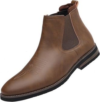 Dadawen Bottine Chelsea en Cuir Confortable Classiques Homme Ankle Boots/Bottes pour R&eacute;union Travail - Marron 42