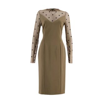 Givenchy Durchsichtiges Monogramm V-Ausschnitt Midi-Kleid - - Dresses - Damen - Gr&uuml;n - M