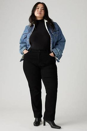 Levi's 724 High Rise Slim Straight Jeans (Plus-Gr&ouml;&szlig;e) - Damen - Schwarz / Schwarz