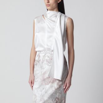 Max Mara Wei&szlig;es Top aus Seidensatin