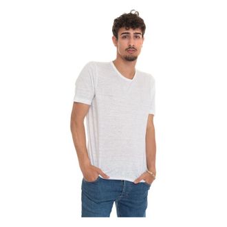 Gran Sasso Homme, Tops, Blanc, Taille: XL T-shirt en lin à manches courtes et col rond