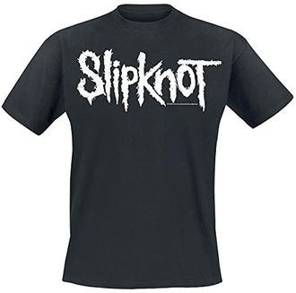 Slipknot White Logo Homme T-Shirt Manches Courtes Noir XXL, 100% Coton, Regular/Coupe Standard