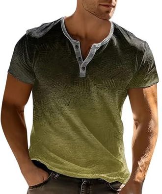 Generic Chemise ray&eacute;e en maille pour homme - D&eacute;contract&eacute;e - D&eacute;grad&eacute; - Hengli - Manches courtes - T-shirt Hengheng, Vert, XXL