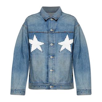 A Bathing Ape A Bathing Ape, Homme, Vestes, Bleu, Taille: M Veste en jean avec appliqu&eacute;s scintillants