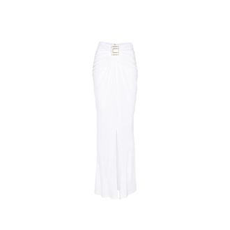 Elisabetta Franchi Logo-Plaque Raffierter Maxirock - - Skirts - Damen - Wei&szlig; - XS