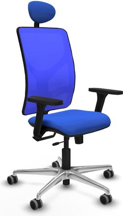 Piqueras y Crespo B&uuml;rostuhl mit 3D-Armen, h&ouml;henverstellbarer Lendenwirbelst&uuml;tze und festem Kopfteil, ausgestattet mit Syncro/Traslack und Schneideschaum, Blau/Blau