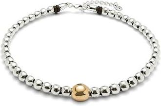 Uno De 50 Bague en argent sterling avec verre de Murano noir de forme ronde