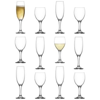 LAV 12pc Empire Weingl&auml;ser & Champagnerfl&ouml;ten-Set - Sp&uuml;lmaschinenfest Glas Hochzeit Weihnachten Geburtstag Party Trinken Glaswaren Kelch Geschenkset