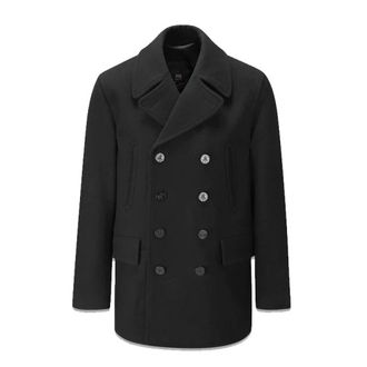 Gloverall Homme, Manteaux, Noir, Taille: M Churchill Reefer Peacoat