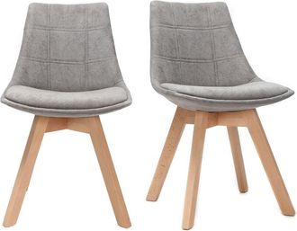Miliboo Miliboo - 2er-Set Stühle skandinavisches Design Holz und Stoff Dunkelgrau matilde