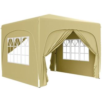 OUTSUNNY Tonnelle barnum pop up automatique 3x3m hauteur r&eacute;glable sac transport inclus coloris sable