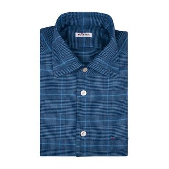 Kiton Homme, Chemises, Bleu, Taille: XL Nerano Prince of Wales Flannel Shirt