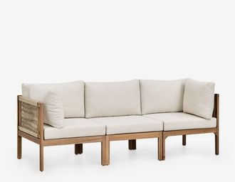 Sklum Sklum - Branson 3-teiliges modulares Gartensofa mit Armlehnen aus Akazienholz Akazie Braun
