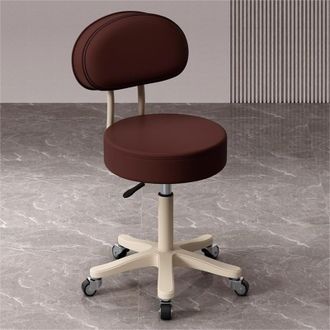 Generic Hocker H&ouml;henverstellbar Mit Fu&szlig;st&uuml;tze &middot; Drehhocker 360&deg; Drehbar &middot; B&uuml;rohocker & Friseurhocker &middot; Rollhocker Mit R&uuml;ckenlehne Aus PU-Leder &middot; Arbeitshocker