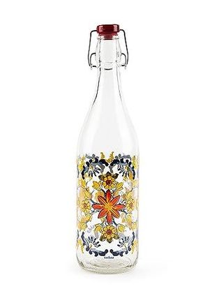 Excelsa Trinacria Bouteille deau, 1 litre, verre, avec joint d&eacute;tanch&eacute;it&eacute;