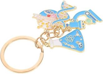 BESPORTBLE Porte-cl&eacute;s Scientifique en M&eacute;tal Robuste avec Breloques Microscope et Double H&eacute;lice Dadn, Bijou Compact pour Paquet ou Cl&eacute;s, Accessoire pour Biologist
