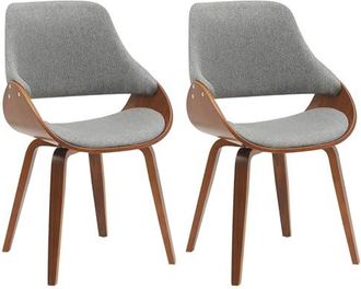 Clp Chaises de Salle &agrave; Manger Set de 2 Vangale, avec accoudoirs et Dossier, rembourr&eacute;es, pi&egrave;tement Bois courb&eacute; Noyer, Couleur:Noyer/Gris fonc&eacute;, Mat&eacute;riel:T