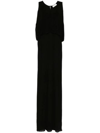 Saint Laurent robe drapée en jersey à coupe longue - Noir