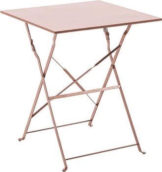 Oviala Table de jardin pliante bistrot en acier 60 cm rose poudr&eacute;