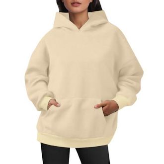 Generic Sweat &agrave; capuche surdimensionn&eacute; pour femme - Tendance - Long et cool - Avec capuche - Grande taille - Manches longues avec poches - Tenue unie - Y2K - 