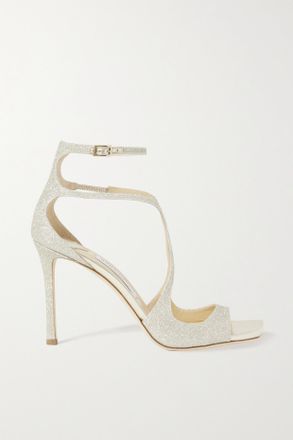 Jimmy Choo London Sandales En Satin À Paillettes Azia 95 - Argenté