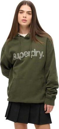 Superdry Sweat à capuche Core Logo City pour femme, coupe décontractée, kaki, taille L, Kaki militaire, L
