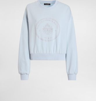 Dolce & Gabbana Sweatshirt With Double Embroidery - Frau T-shirts Und Sweatshirts Azure 46